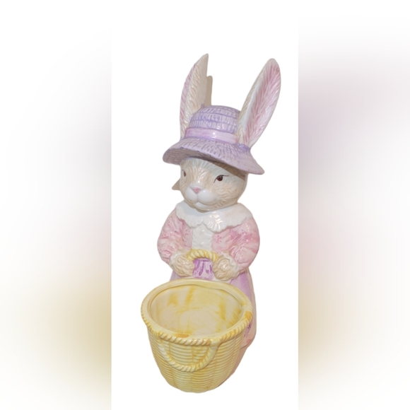 No brand | Holiday | Vintage Easter Bunny Basket Planter 9 Purple Pink ...